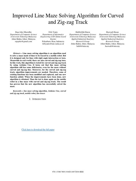 Improved Line Maze Solving Algorithm For Pdf Pdf Computer Science Computer Engineering