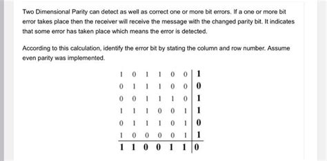 Solved Two Dimensional Parity Can Detect As Well As Correct