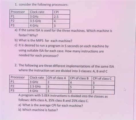Solved Consider The Following Processors A If The Same Chegg