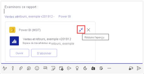 obtenir un aperçu du lien power bi dans microsoft teams power bi