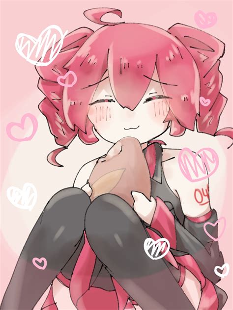 Myon X Kasane Teto Kasane Teto Utau Utau 1girl Ahoge Arm Tattoo Bare Shoulders Black