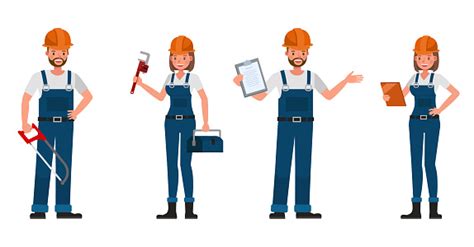 빌더 사람들은 캐릭터 벡터 디자인을 작업합니다 감정과 다양한 행동의 프리젠 테이션 건설 산업에 대한 스톡 벡터 아트 및 기타 이미지 건설 산업 공사장 감독 공사장