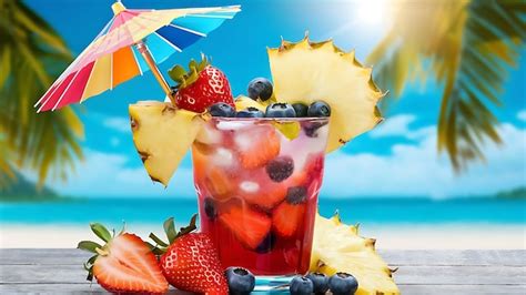 Premium Photo Summer Cocktail With Fresh Fruits