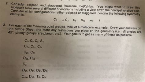 Get Answer Consider Eclipsed And Staggered Ferrocene Fe Cshs You