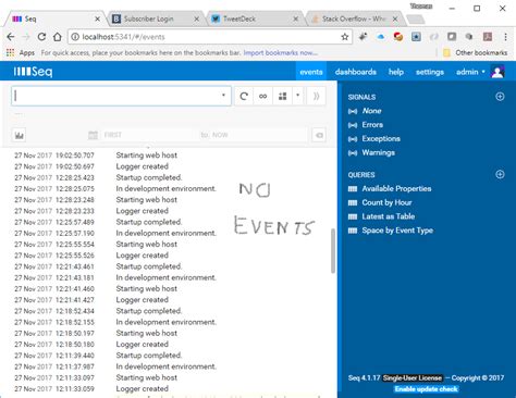 C Serilog Not Getting Application Events Only Coded Logger Events Stack Overflow