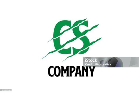 스크래치 효과가있는 녹색 Cs 편지 템플릿 로고 디자인 갈고리 발톱에 대한 스톡 벡터 아트 및 기타 이미지 갈고리 발톱