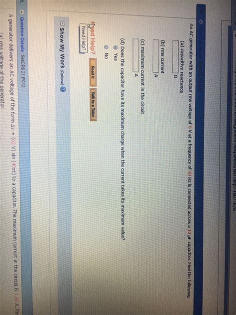 Solved An Ac Generator With An Output Rms Voltage Of 6 V At