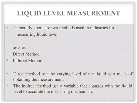 Level Measurement Direct Method Pptx Physics Science