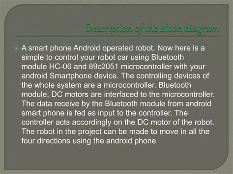 Android Mobile Phone Controlled Bluetooth Robot Ppt
