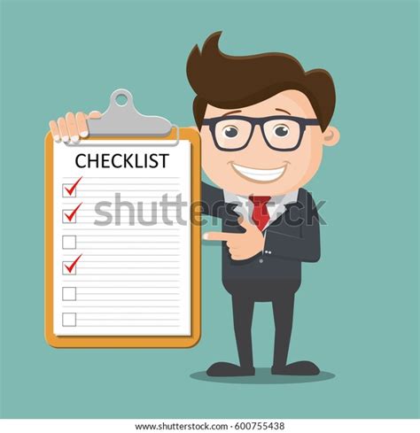 Businessman Hold Clipboard Checklist Vector Illustration Stock Vector