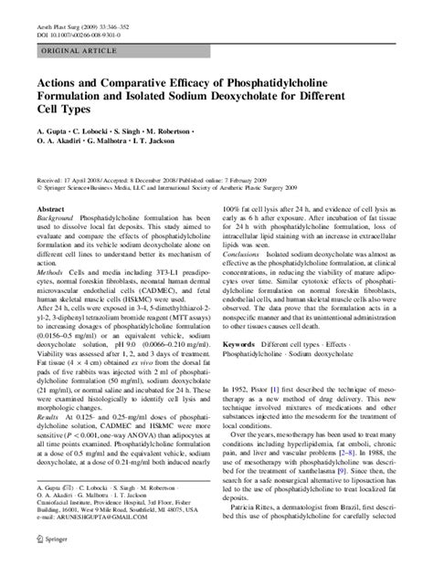 Pdf Actions And Comparative Efficacy Of Phosphatidylcholine