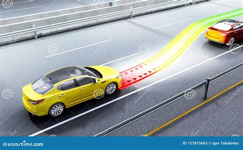 Modern Concept Of A Safe Car Collision Monitoring System 3d Render Image Stock Illustration