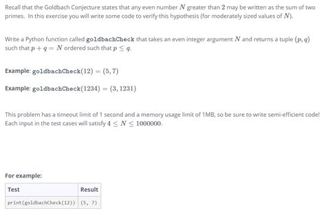 Solved Recall That The Goldbach Conjecture States That Any
