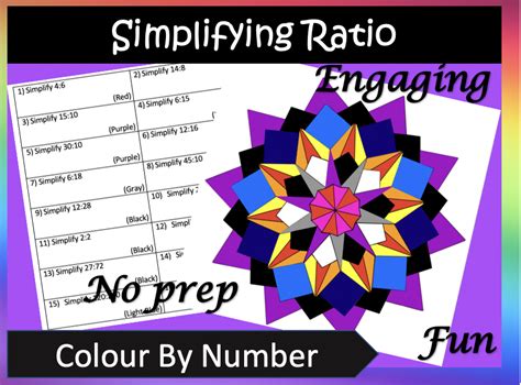 Simplifying Ratio Colour By Number Activity Teaching Resources