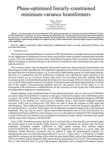 Pdf Phase Optimised Linearly Constrained Minimum Variance Beamformers