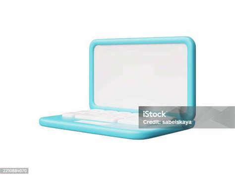 흰색 빈 화면 3d 벡터 아이콘 키보드와 파란색 케이스의 터치 패드가 있는 현실적인 컴퓨터 장치가 있는 노트북 모의 0명에 대한 스톡 벡터 아트 및 기타 이미지 Istock