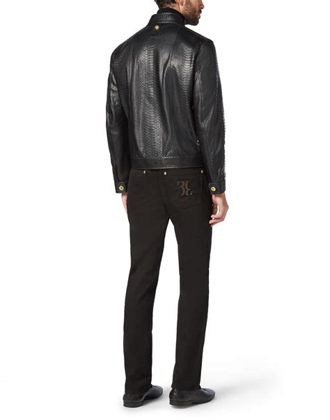 Billionaire Python Leather Jacket Luxury Bob Mens