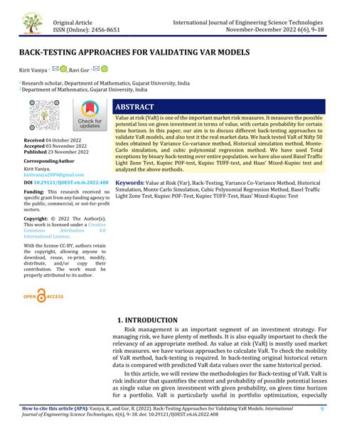 Pdf Back Testing Approaches For Validating Var Models