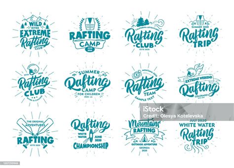 빈티지 래프팅 엠블럼과 스탬프 세트 클럽을위한 야외 모험 배지 템플릿 및 스티커 0명에 대한 스톡 벡터 아트 및 기타 이미지 0명 Championship 개체 그룹