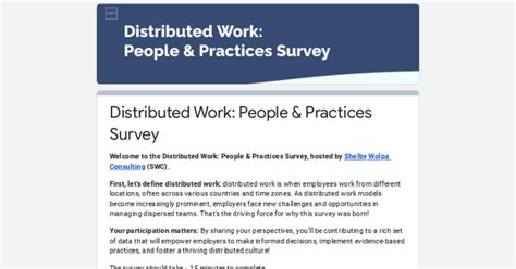 Distributed Work People And Practices Survey Kamsa