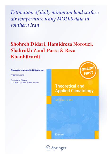 Pdf Theoretical And Applied Climatology Estimation Of Daily Minimum Land Surface Air