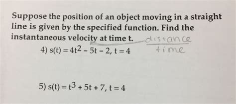solved suppose the position of an object moving in a