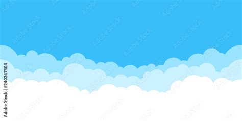 Fotomural Blue Sky With White Clouds Background Border Of Clouds