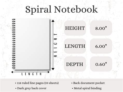 Spiral Notebook Size Chart Size Chart Template For POD Product SPOKE Spiral Notebook Printify