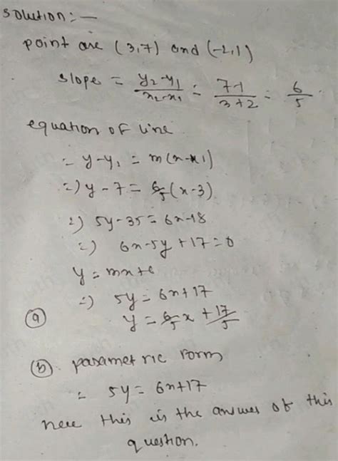 Solved Question Consider The Line In The Xy Plane That Goes Through The Points And