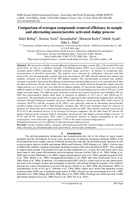 Pdf Comparison Of Estrogen Compounds Removal Efficiency In Sample And Alternating Anoxic