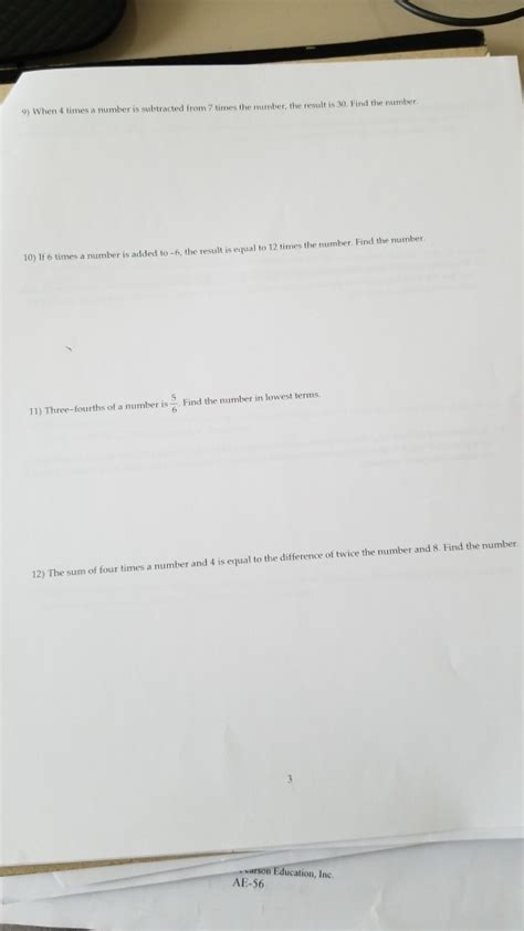 Solved 9 When 4 Times A Number Is Subtracted From 7 Times