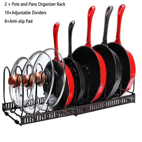 2pcs Expandable Pot Pan Lid Rack Bakeware Cupboard Organizer Mart And Mall