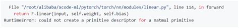 在模型运行时遇到报错“runtimeerror Could Not Create A Primitive Descriptor For A