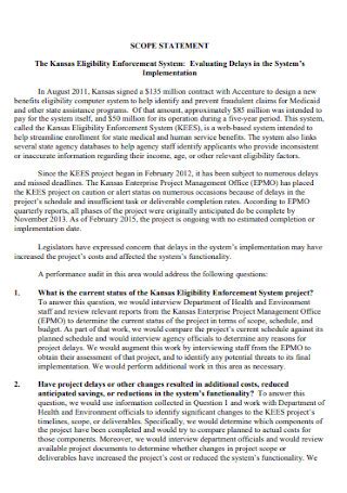 FREE Scope Statement Samples To Download