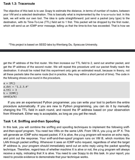 task 1 3 traceroute the objective of this task is to