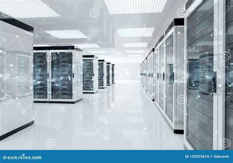Connection Network In Servers Data Center Room Storage Systems 3d Rendering Stock Illustration
