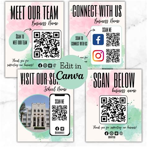 QR Code Flyer Qr Code Sign Editable Templates Social Media Sign Realtor Marketing Business