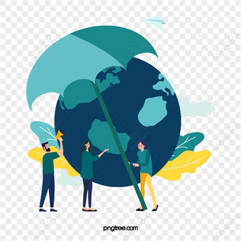 만화 손으로 그린 우산 보호 그림 일러스트환경 보호협동 Png 일러스트 무료 다운로드 Lovepik