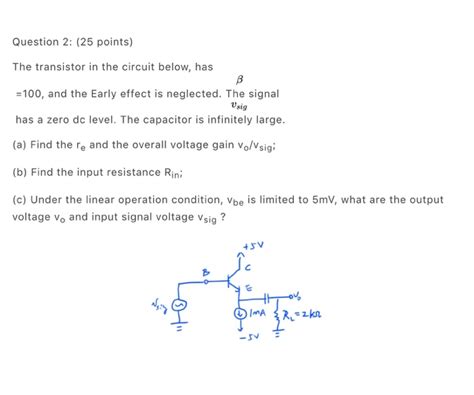 Solved Question Points The Transistor In The Circuit Chegg