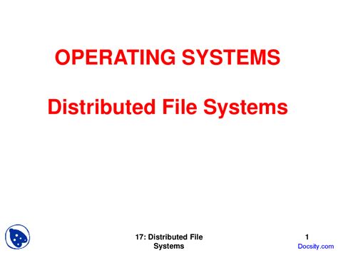 Distributed File Systems Operating Systems Distributed Computation
