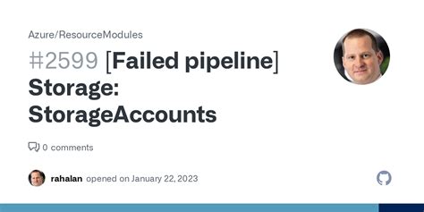 Failed Pipeline Storage Storageaccounts · Issue 2599 · Azure