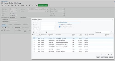 Issue In Sold Since Functionality Of Inventory Lookup In Sales Orders