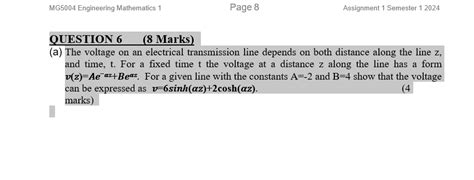 solved question 6 8 ﻿marks a ﻿the voltage on an
