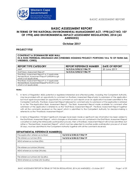 Fillable Online Environmental Basic Assessment Report Sahris Fax Email Print Pdffiller
