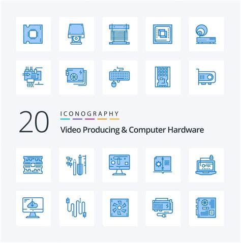 Premium Vector 20 Video Producing And Computer Hardware Blue Color Icon Pack Like Computer