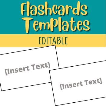 Editable Flashcards Template Plain Flash Cards 5 Sizes Tpt