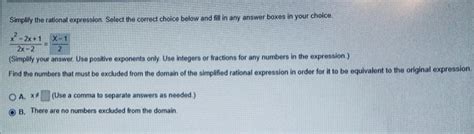Solved Simplify The Rational Expression Select The Correct Chegg