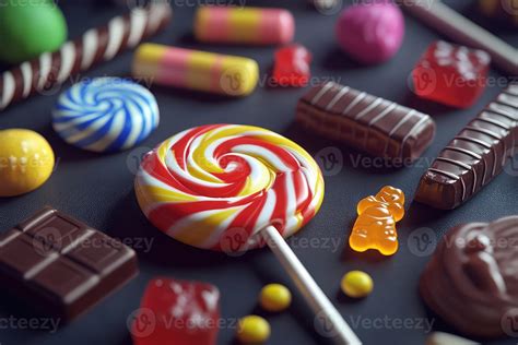Many Different Types Of Candy And Candies Are Shown 61762052 Stock