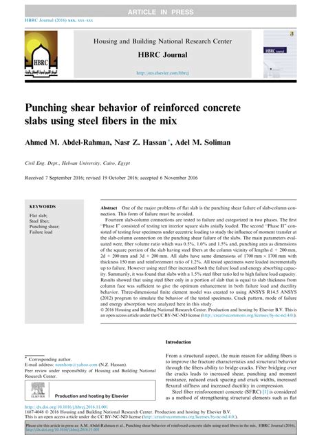 Pdf Punching Shear Behavior Of Reinforced Concrete Slabs Using Steel Fibers In The Mix