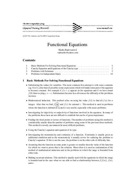 Pdf Functional Equations